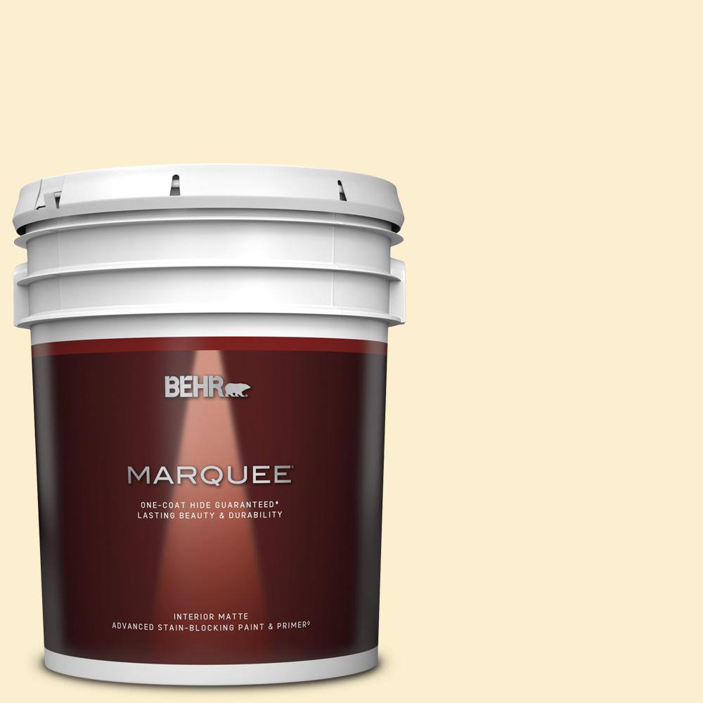 BEHR MARQUEE 5 gal. #370C-2 Custard Cream Matte Interior Paint & Primer ...