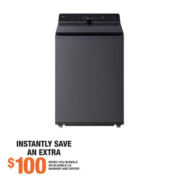 LG 5.3 cu. ft. SMART Top Load Washer in Matte Black with Agitator, Easy ...