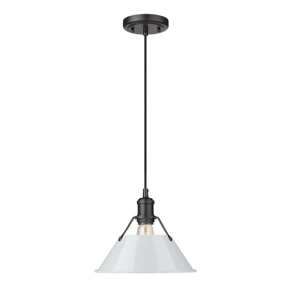 Golden Lighting Orwell 100 Watt 1 Light Matte Black And Dusky Blue
