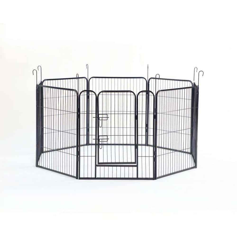 Amu Colo 31.5 in. H 8 -Panels Heavy-Duty Metal Playpen Dog Kennel Dog ...