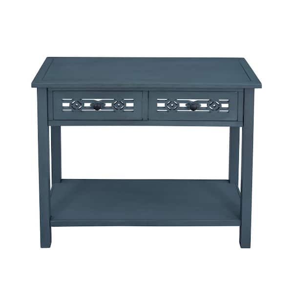 Utopia 4niture Diego 35 in. Navy Blue Rectangle Wood Console Table with ...