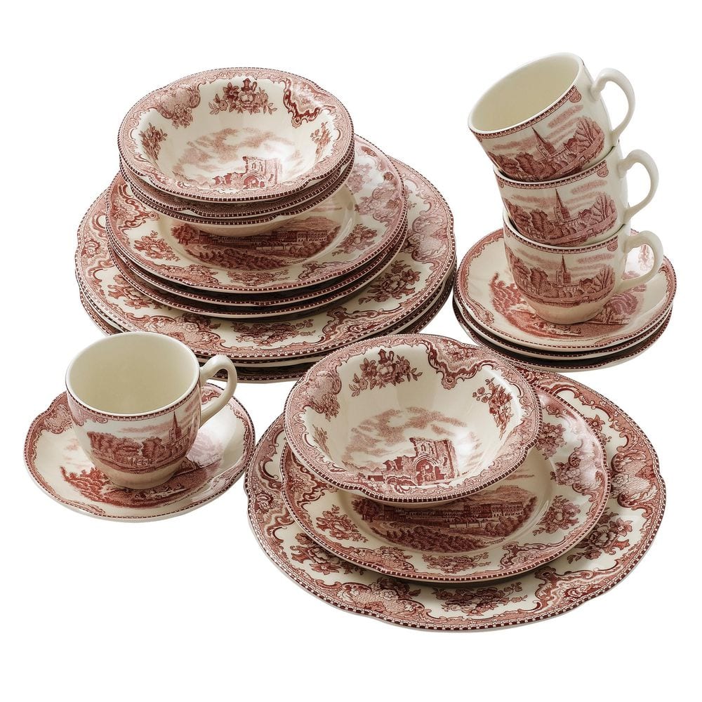 20-Piece Old Britain Castles Pink Stoneware Dinnerware Set (Service for ...