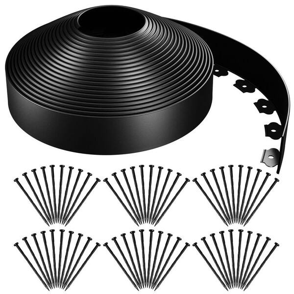 Angel Sar 98 ft. L x 3 in. H Black Plastic Landscape No-Dig Edging Kit ...