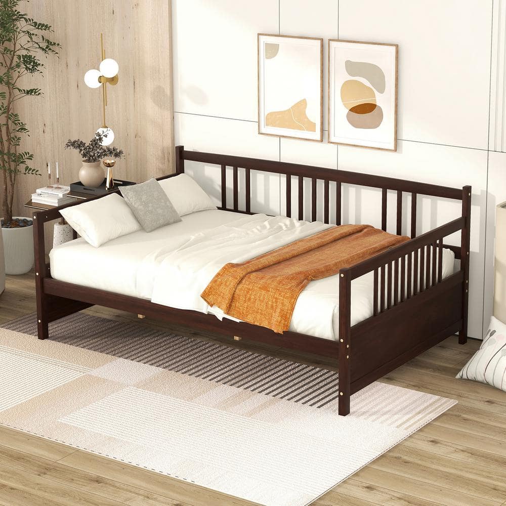Harper & Bright Designs Espresso Brown Wood Frame Full Size Daybed with ...