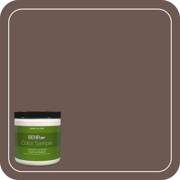 BEHR PREMIUM PLUS 8 oz. #N180-7 Oiled Teak Semi-Gloss Interior/Exterior ...