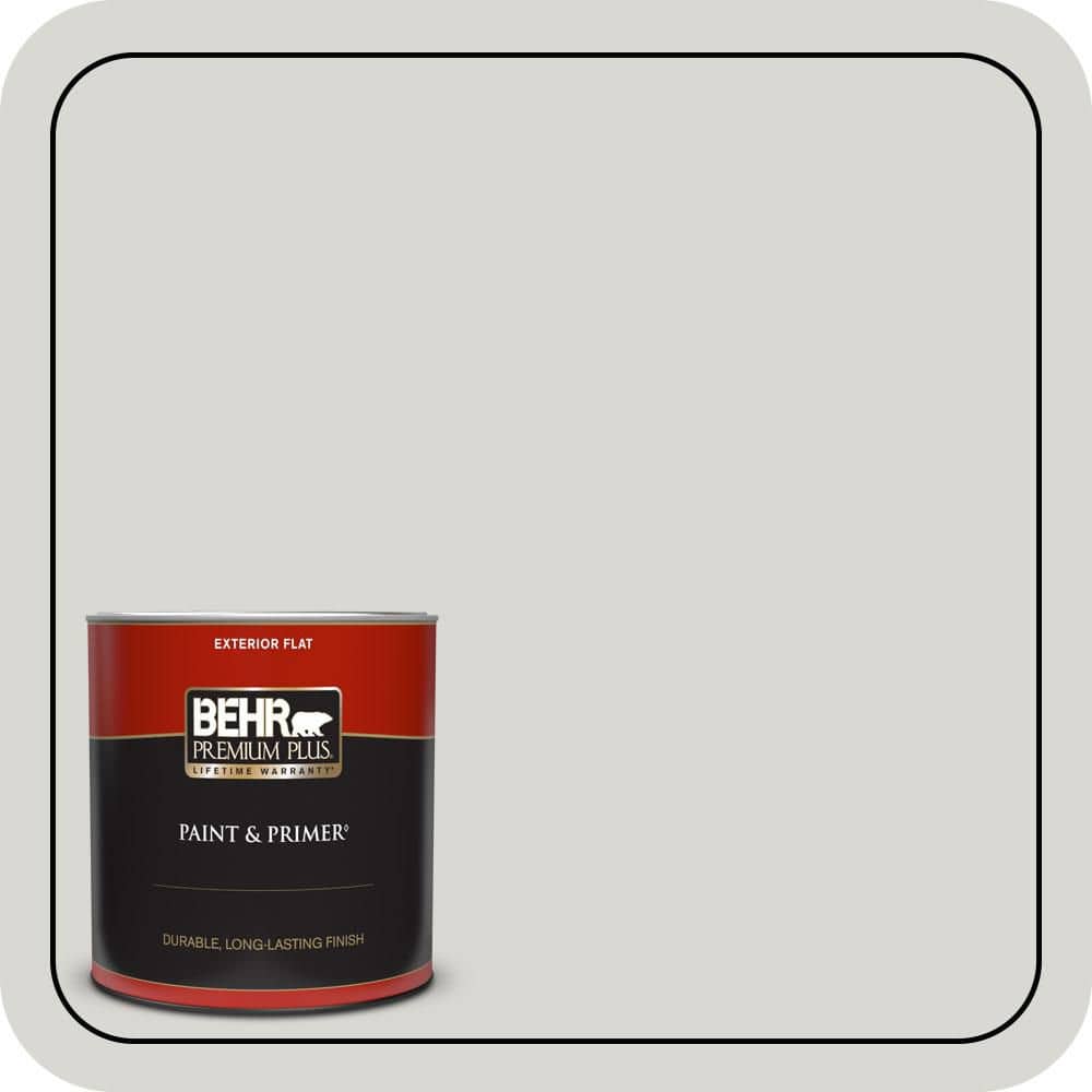BEHR PREMIUM PLUS 1 qt. #N360-1 Seagull Gray Flat Exterior Paint ...