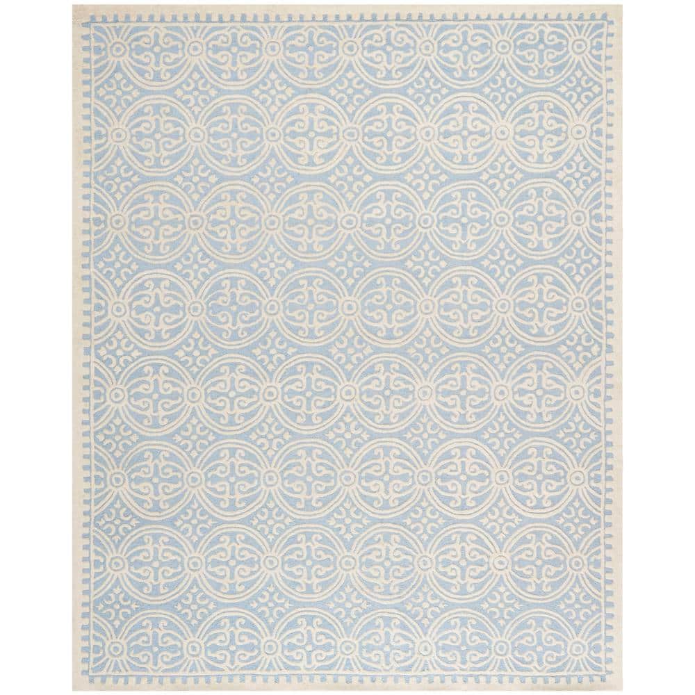 SAFAVIEH Cambridge Light Blue/Ivory 12 ft. x 18 ft. Geometric Medallion ...