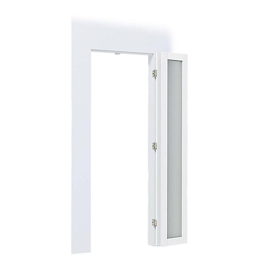 TENONER 36 in. x 80 in. 1-Lite Frosted Glass Solid Core White PVC ...