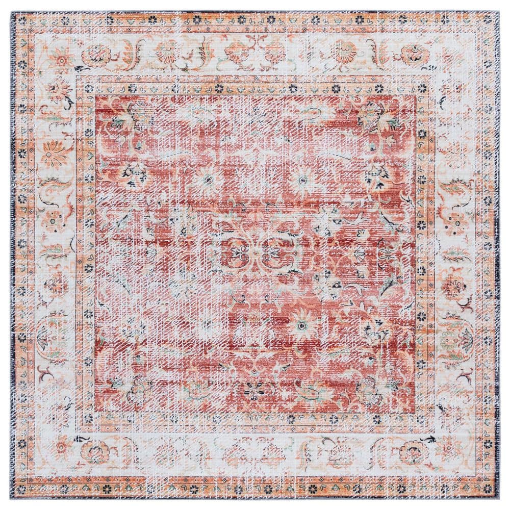 SAFAVIEH Arizona Rust/Beige 6 ft. x 6 ft. Machine Washable Distressed ...