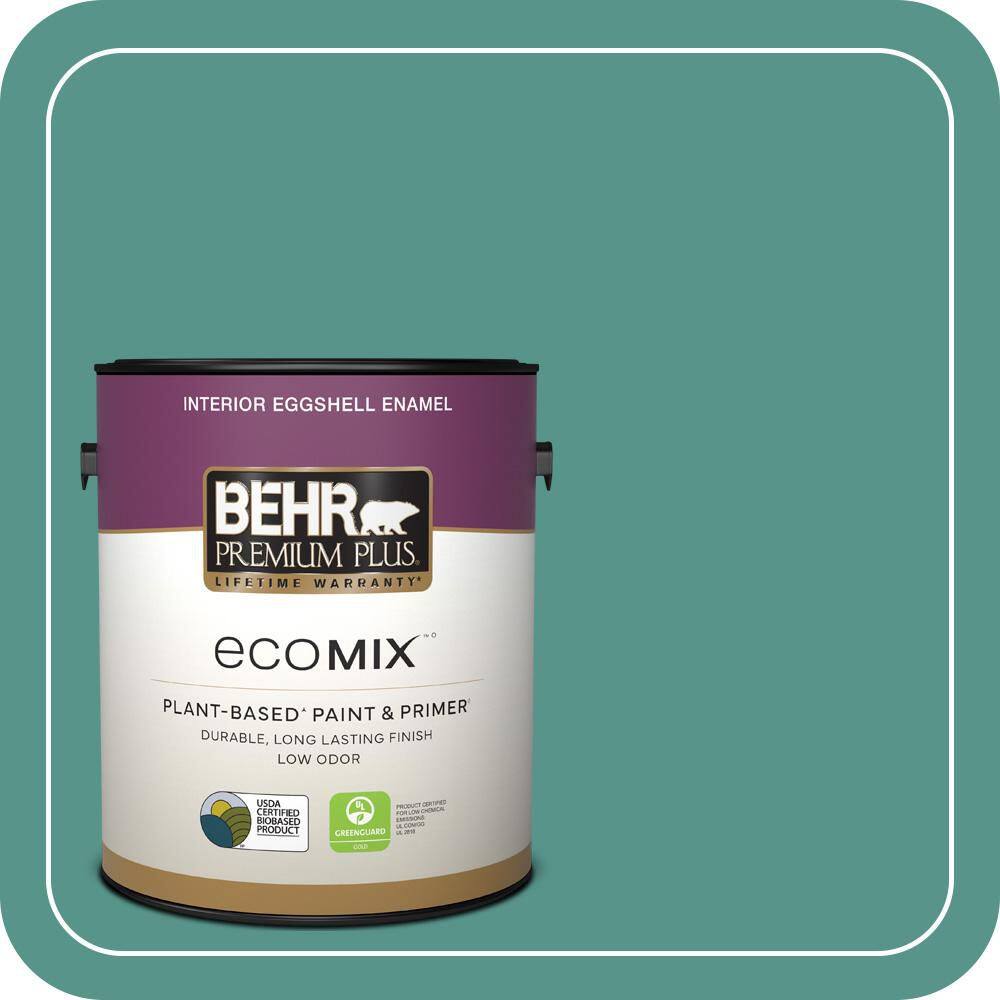 BEHR PREMIUM PLUS 1 gal. #490D-6 Thermal Spring Eggshell Enamel EcoMix ...