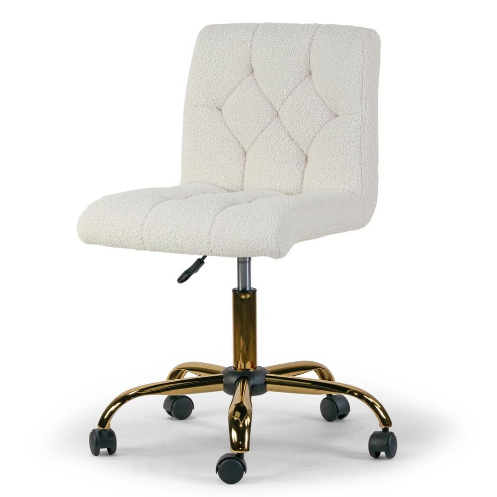 Glamour Home Aman Boucle Upholstery Adjustable Height Swivel Office ...