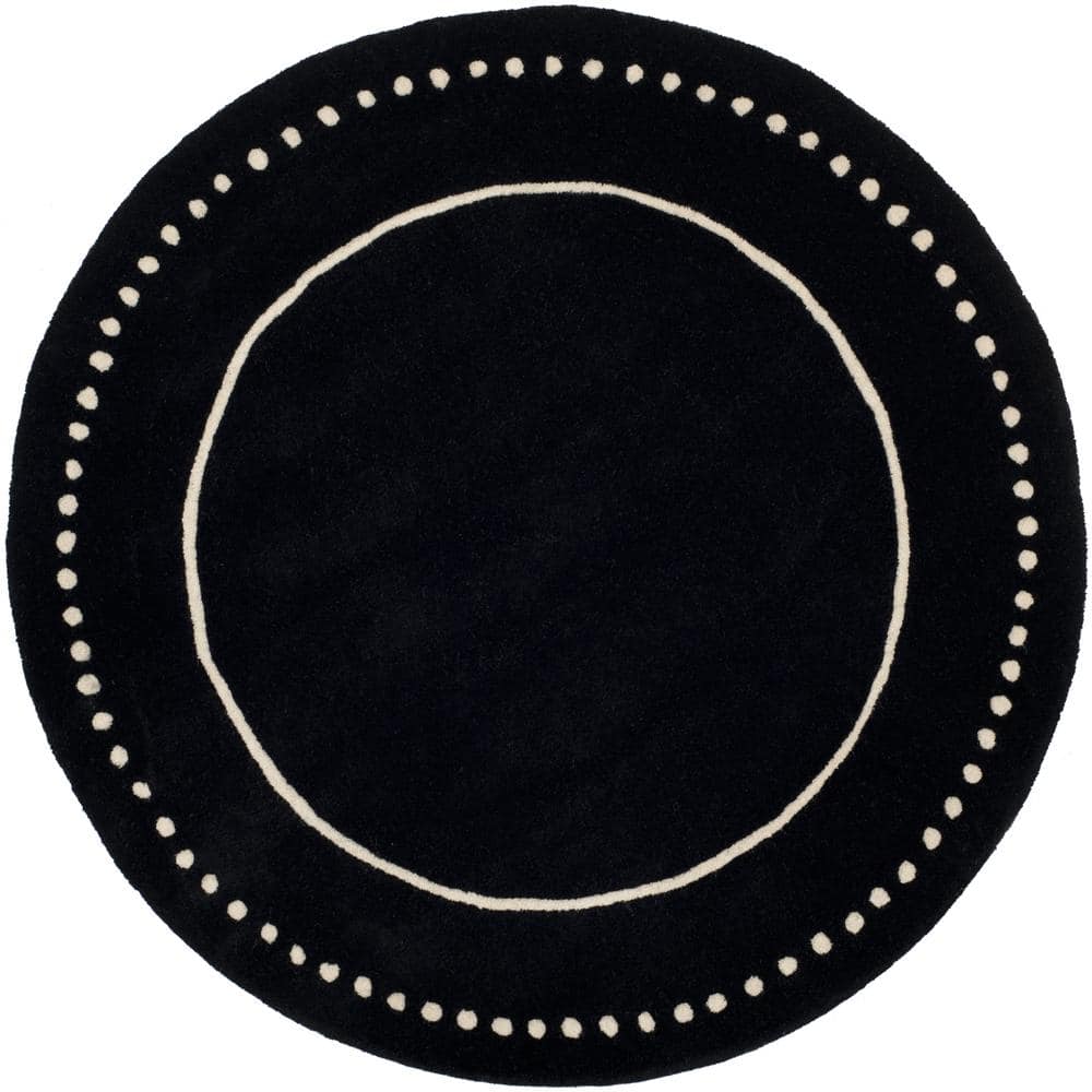 SAFAVIEH Bella Black/Ivory 5 ft. x 5 ft. Round Border Area Rug BEL151E ...