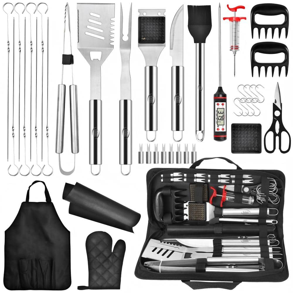 40-Piece BBQ Grill Tool Set Heavy Duty Stainless Steel Black Portable ...