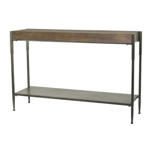 Litton Lane 49 in. Gray Extra Large Rectangle Metal 1 Shelf Console ...