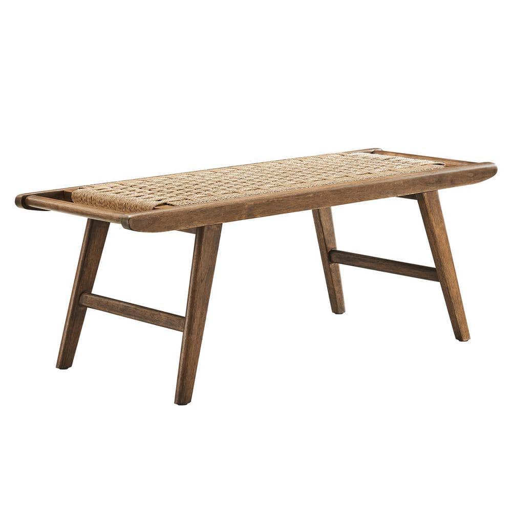 MODWAY Saorise in Walnut Natural Wood Dining Bench 47 in. EEI-6552-WAL ...