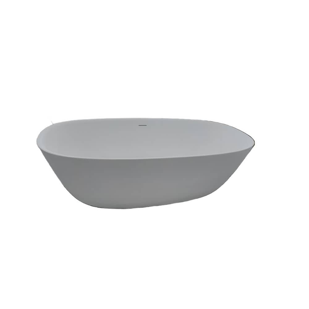 LIVACA 67 in. x 33.9 in. Oval Solid Surface Freestanding Soaking ...