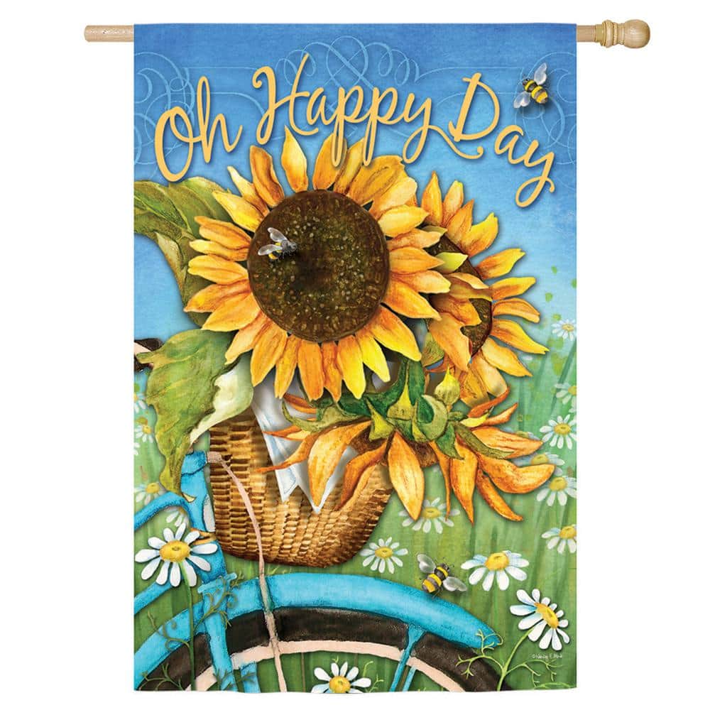 Evergreen Enterprises 2-1/3 ft. x 3-2/3 ft. Happy Day Sunflowers Suede ...