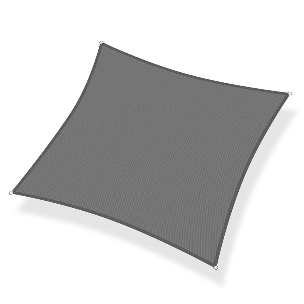 Cisvio 10 ft. x 10 ft. 185 GSM Dark Grey Square Sun Shade Sail, Water ...