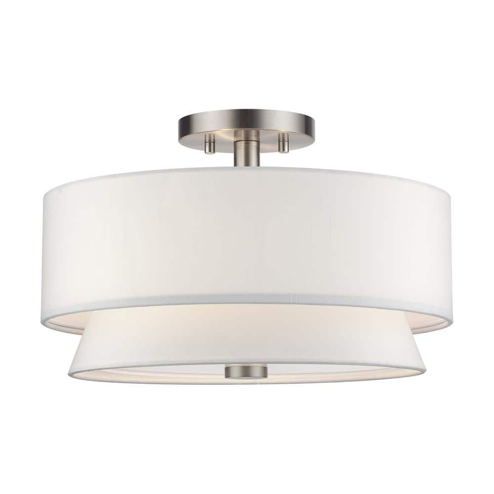 Livex Lighting Fontana 3-Light Brushed Nickel Semi Flush Mount with Off ...