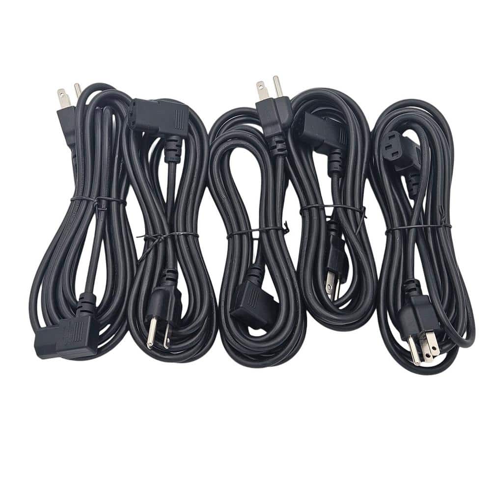 Micro Connectors, Inc 10 ft. UL Approved Right Angle AC Power Cord 18 ...