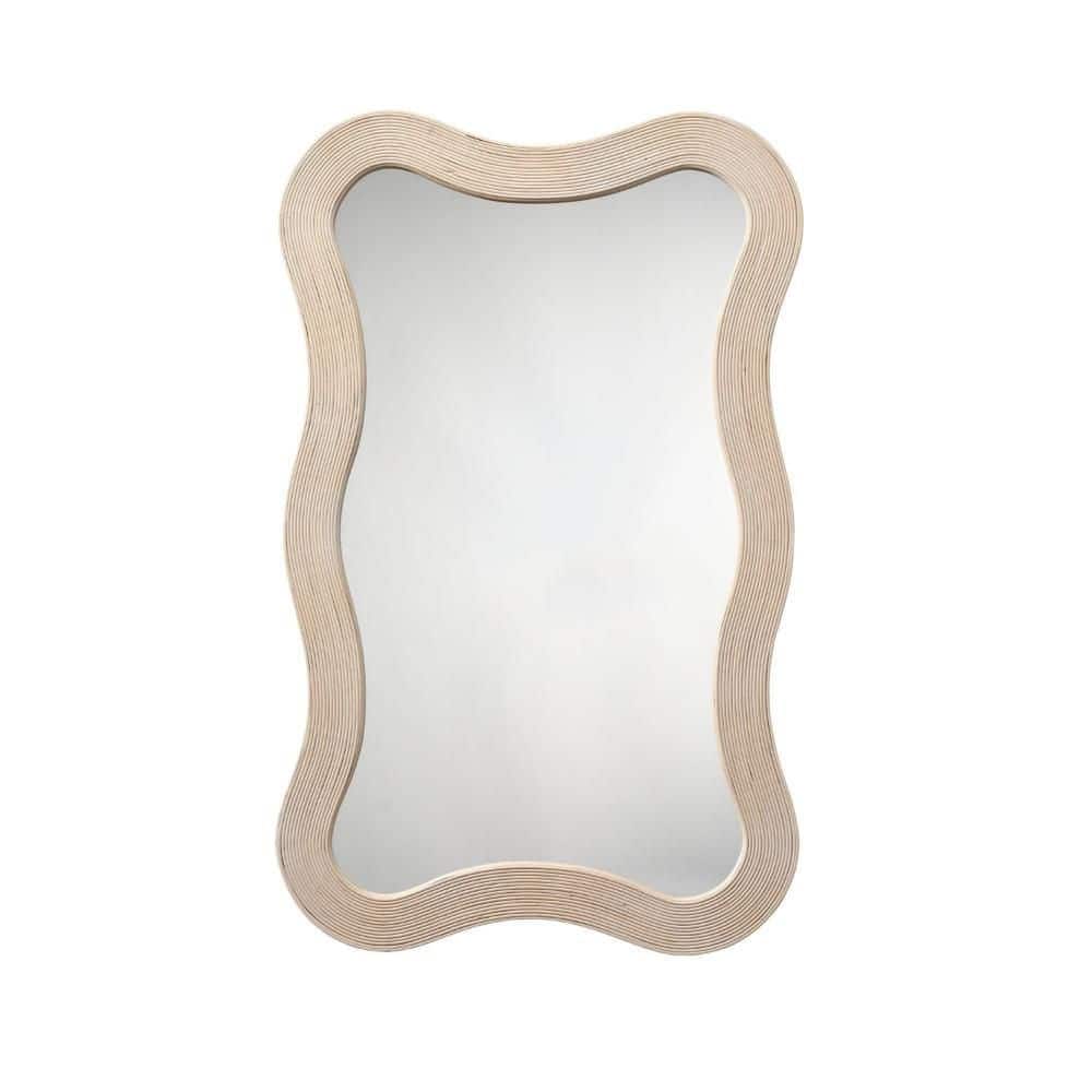 Benjara Lery Ivory 23.5 in. W x 38 in. H Boho Style Irregular Bamboo ...