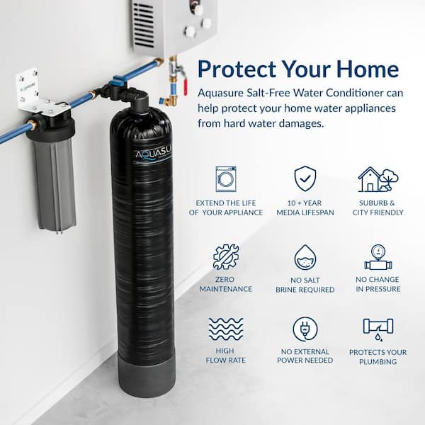 AQUASURE Serene 10-GPM Whole House Salt-Free Water Conditioning ...