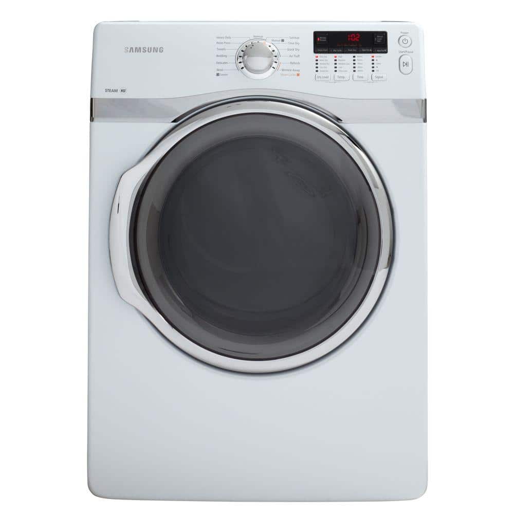 Samsung 7.4 cu. ft. Electric Dryer with Steam in White DV393ETPAWR ...