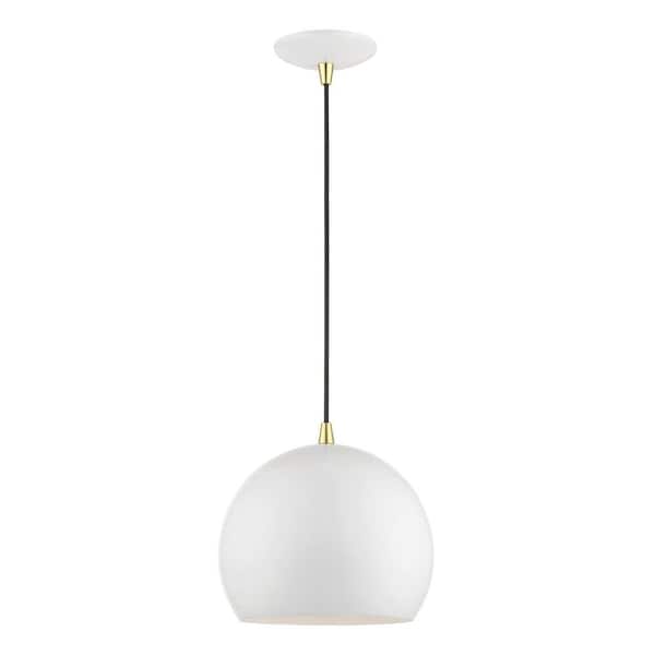 Livex Lighting Piedmont 1-Light Shiny White Globe Pendant with Polished ...