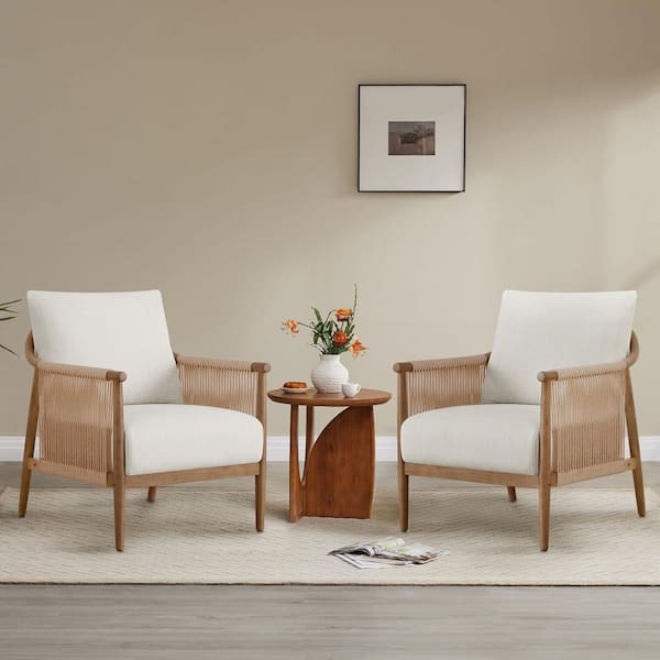 Spruce & Spring Calliope White Grey Modern Fabric Accent Chair with ...