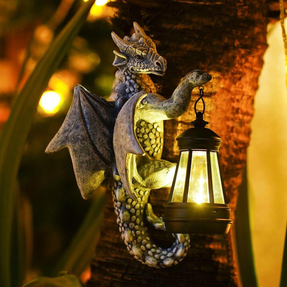 Goodeco Dragon Tree Hugger with Solar Lantern-9.3 Inch Resin Dragon ...