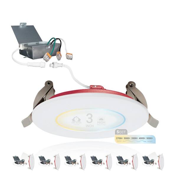 NuWatt 3 in. Fire Rated White Round Slim Canless Integrated LED ...