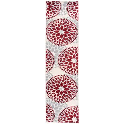 World Rug Gallery Modern Comtemporary Floral Design Red 3 ft. 1 in. x 5 ...