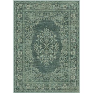 HaiiMeid Washington Brown 8 ft. x 10 ft. Vintage Washable Medallion ...