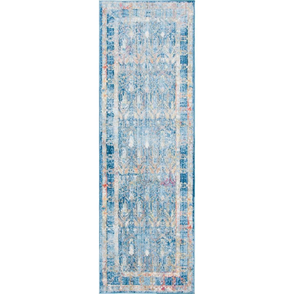 Unique Loom Brighton Williamsburg Blue 2 ft. 7 in. x 8 ft. 2 in. Runner ...