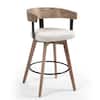 Glamour Home Beck 26 in. Beige Wood Counter Stool with Linen Fabric ...