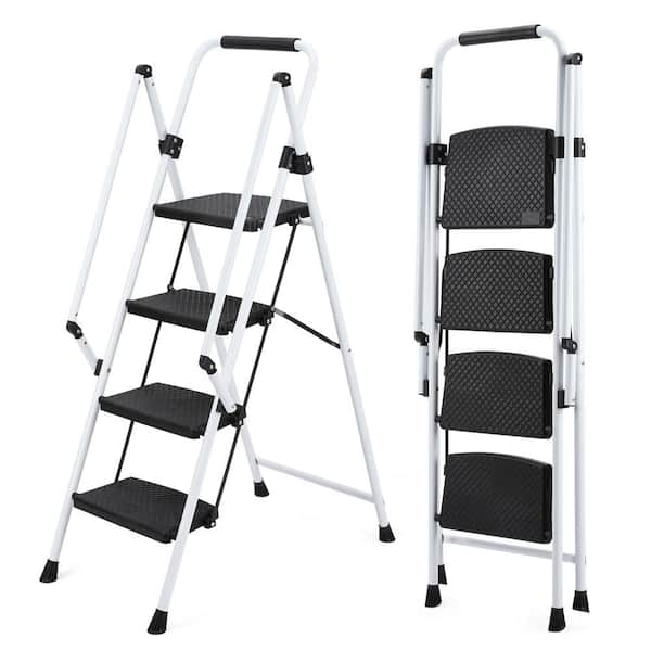 Lightweight Step Stool, 4-Step Steel Portable Folding Step Ladder with ...