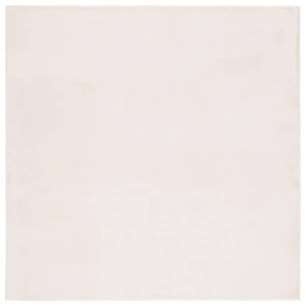 SAFAVIEH Faux Rabbit Fur Beige 6 ft. x 6 ft. Solid Flokati Square Area ...