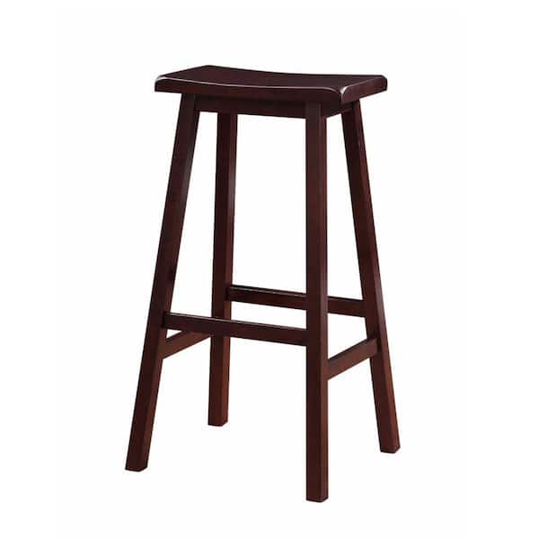 Benjara 30 in. Brown Backless Wooden Frame Saddle Stool with Slanted ...