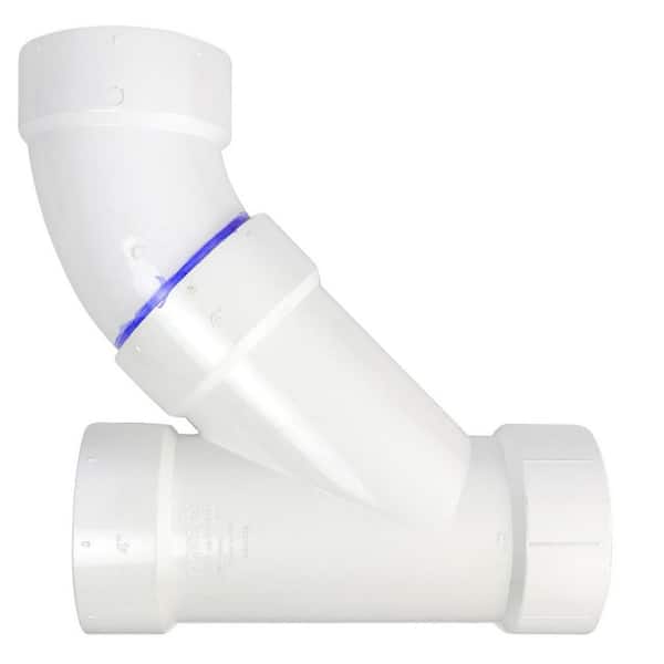 PLUMBFLEX 3 in. PVC DWV Combination Wye and 1/8 Bend 45° Elbow Hub ...