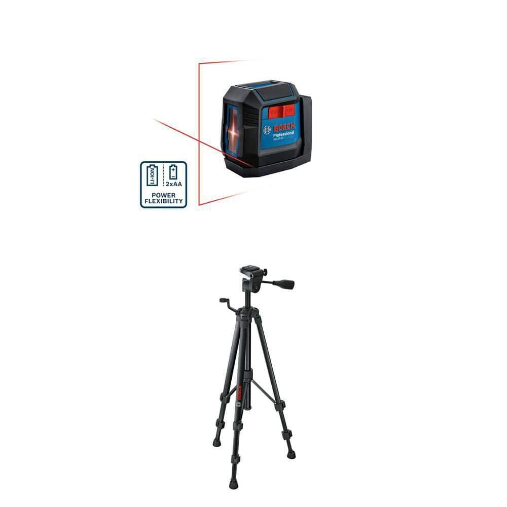 Bosch 50 ft. Dual Power Red Beam Self-Leveling Cross-Line Laser Level ...