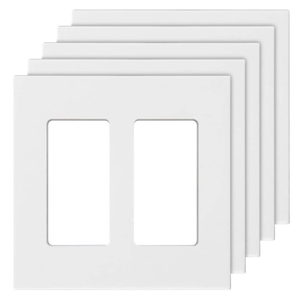 SKYSHALO 2-Gang White Toggle Plastic Rocker Light Switch Wall Plates ...