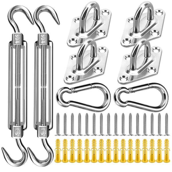 Angel Sar 40-Piece 6 in. Stainless Steel Sunshade Hardware Kit for Sun ...