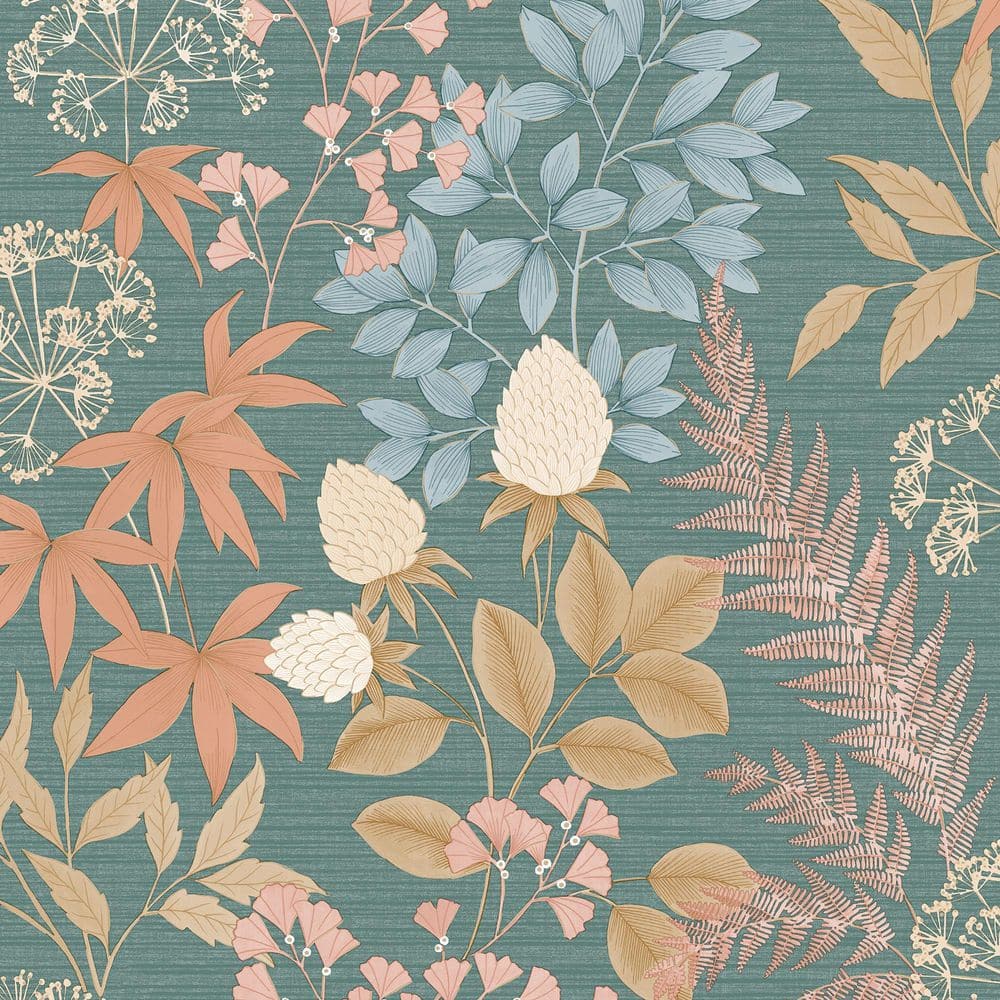 Veer Decor Gilded Bloom Green Ground Wallpaper 8195-AE2 - The Home Depot