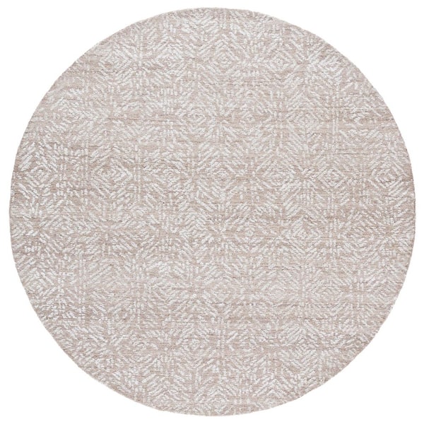 SAFAVIEH Glamour 6 ft. x 6 ft. Beige/Ivory Abstract Geometric Round ...