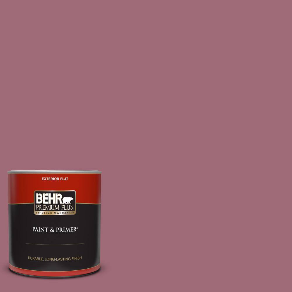 BEHR PREMIUM PLUS 1 qt. #100D-5 Berries and Cream Flat Exterior Paint ...
