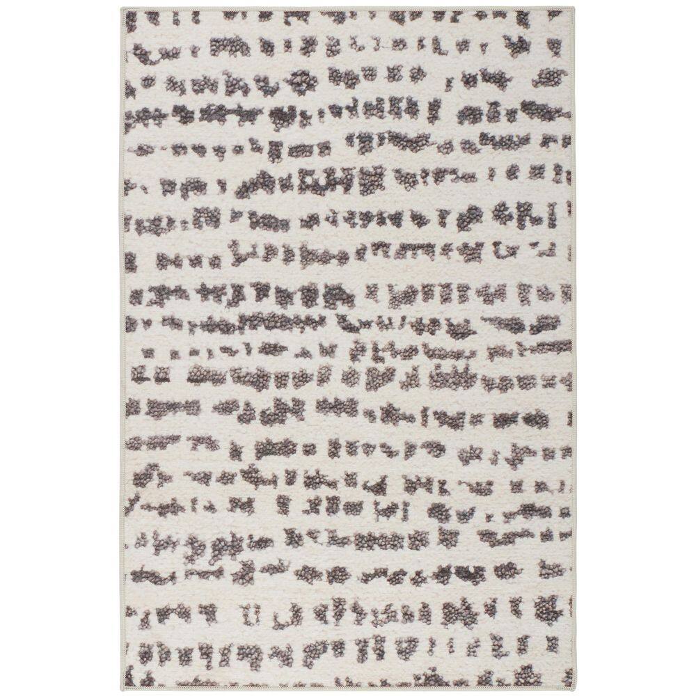 DASH & ALBERT Shepherd Machine Washable Pebble 2.6 ft. x 8 ft. Indoor ...