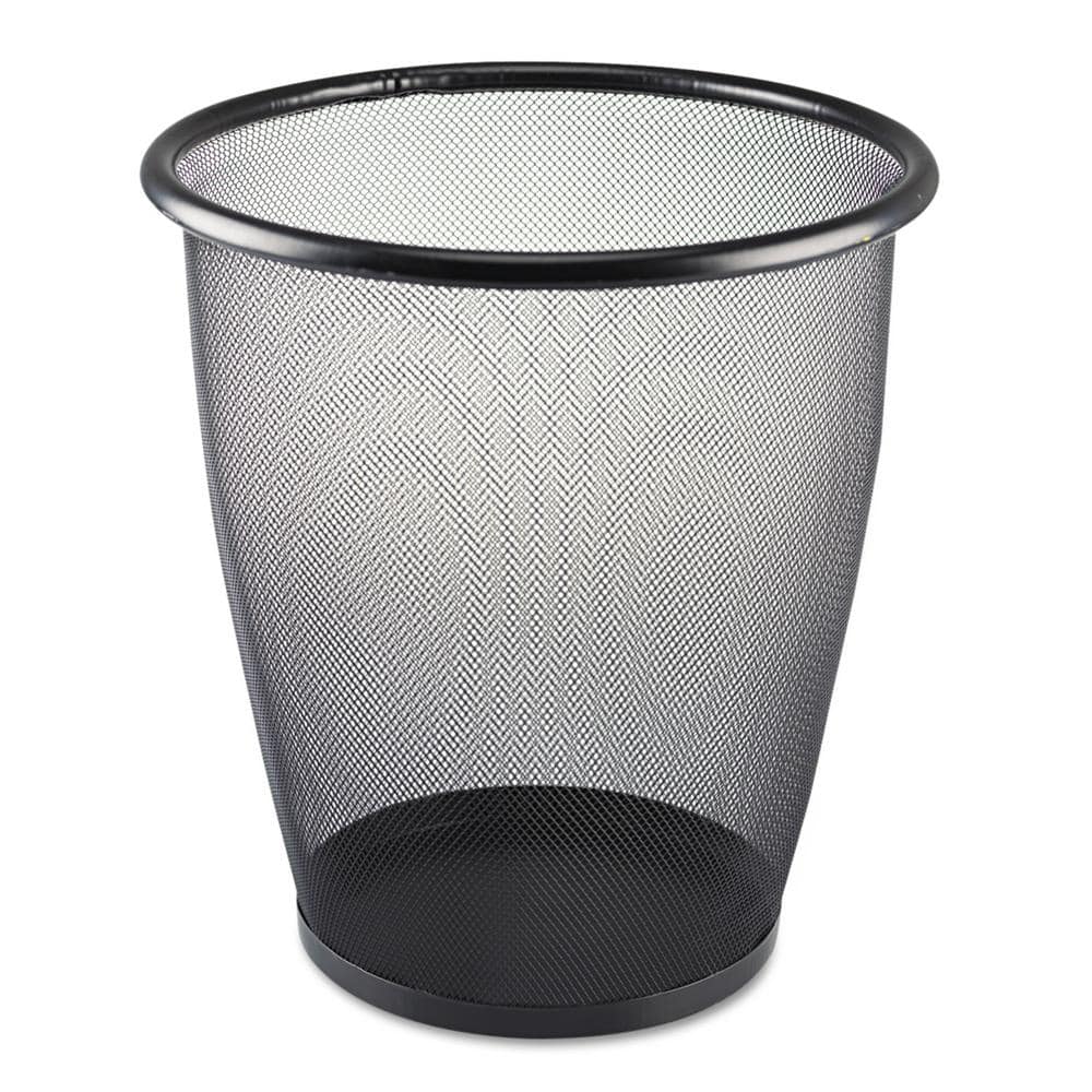 Safco 5 Gal. Black Onyx Round Mesh Metal Household Trash Can, Steel ...