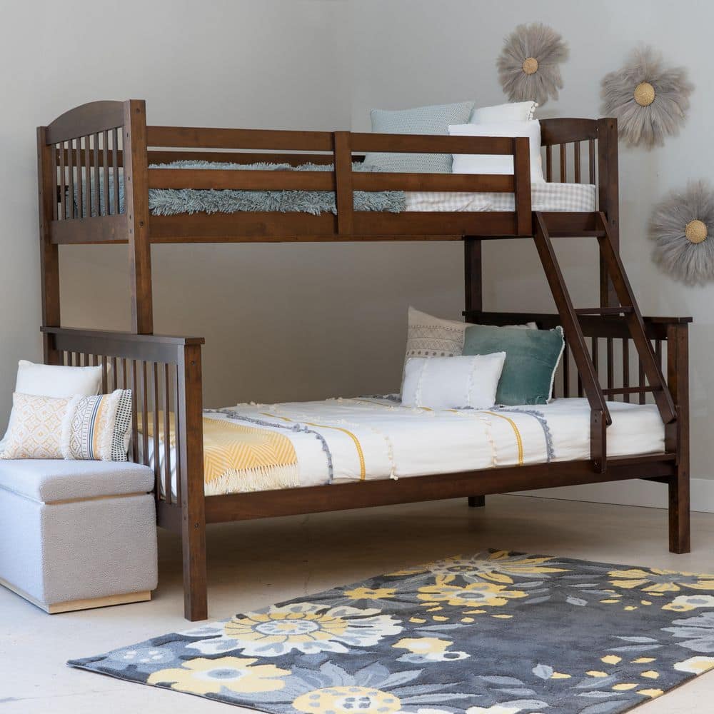 Linon Home Decor Sampson Chestnut Brown Twin Over Full Bunk Bed with Ladder D1535LR23 - The Home ...