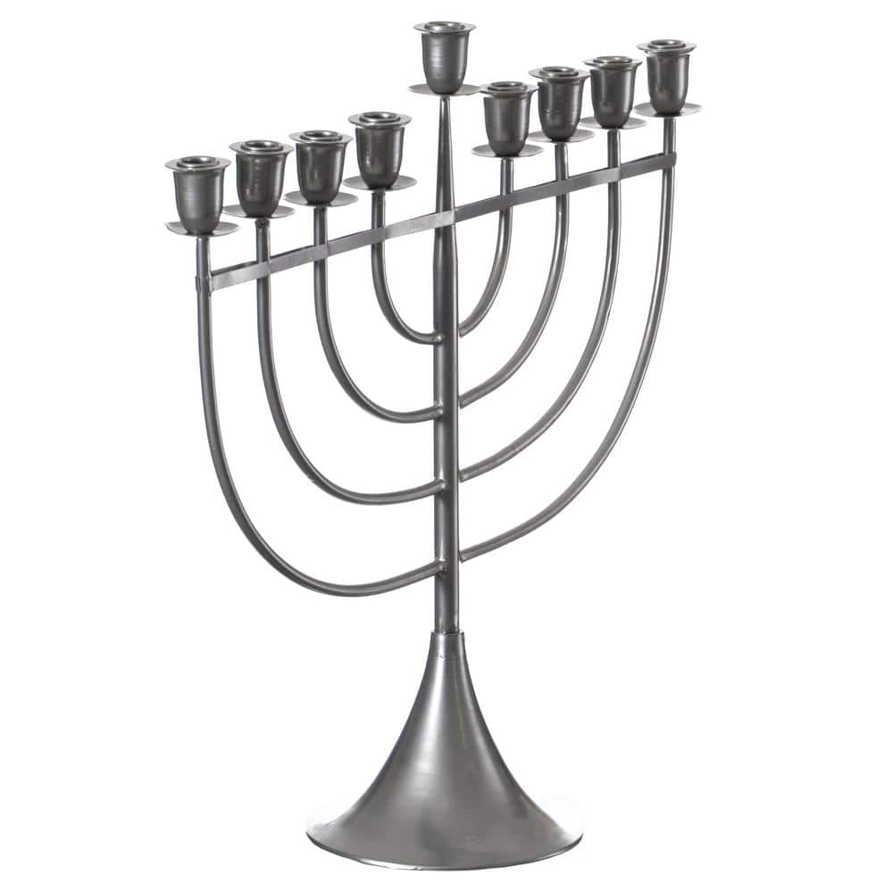 Vintiquewise Modern Solid Metal Judaica Hanukkah Menorah 9 Branched ...