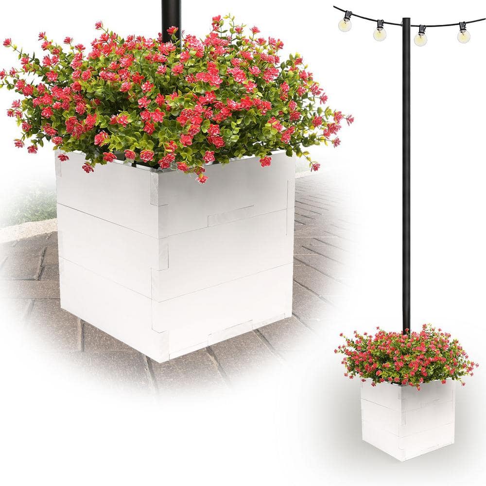 EXCELLO GLOBAL PRODUCTS Large 14 in. White Wooden Planter Box with ...